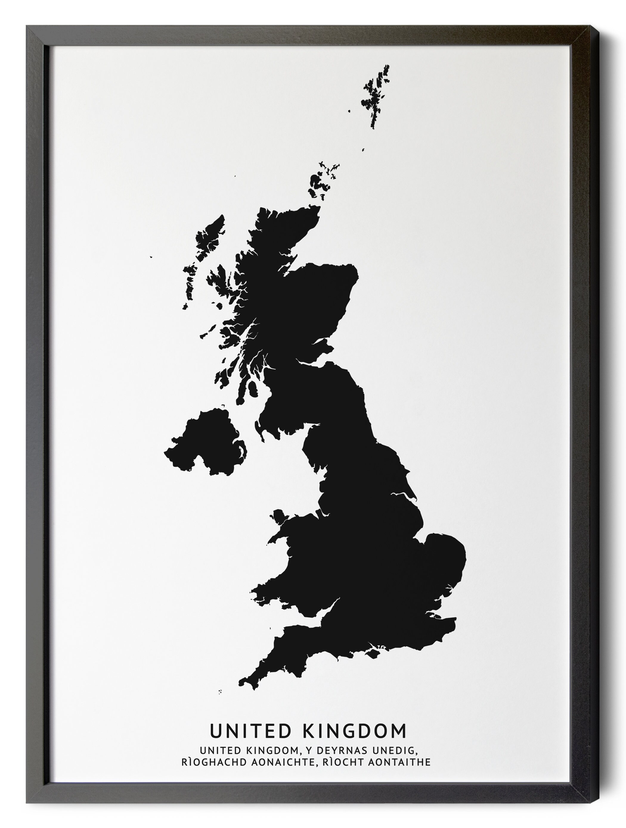 United Kingdom Map, Black and White, Minimalist, English, Welsh, Scots ...