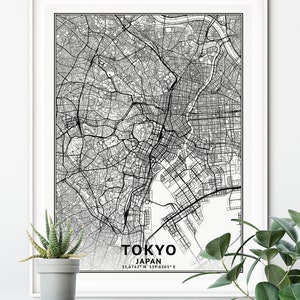 Tokyo Japan Map, Black and White, Coordinates, Map of Tokyo, Tokyo JPN ...