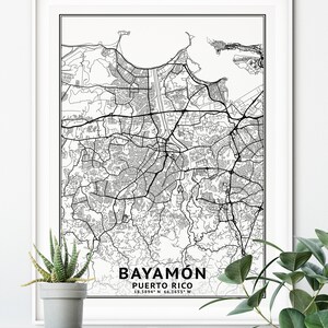 Bayamon Puerto Rico Map, Black and White, Coordinates, Map of Bayamon ...