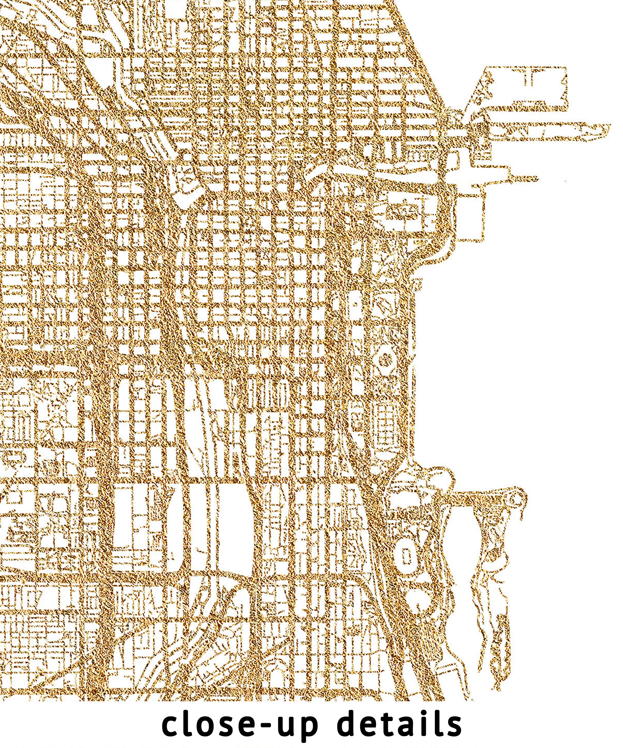 Chicago Illinois Map, High Resolution Real Gold Leaf Texture, Map of ...