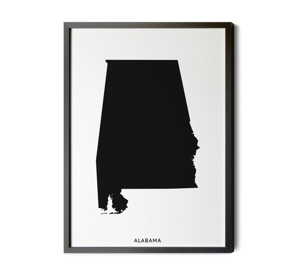 Alabama State Map Black and White Minimalist State Map | Etsy