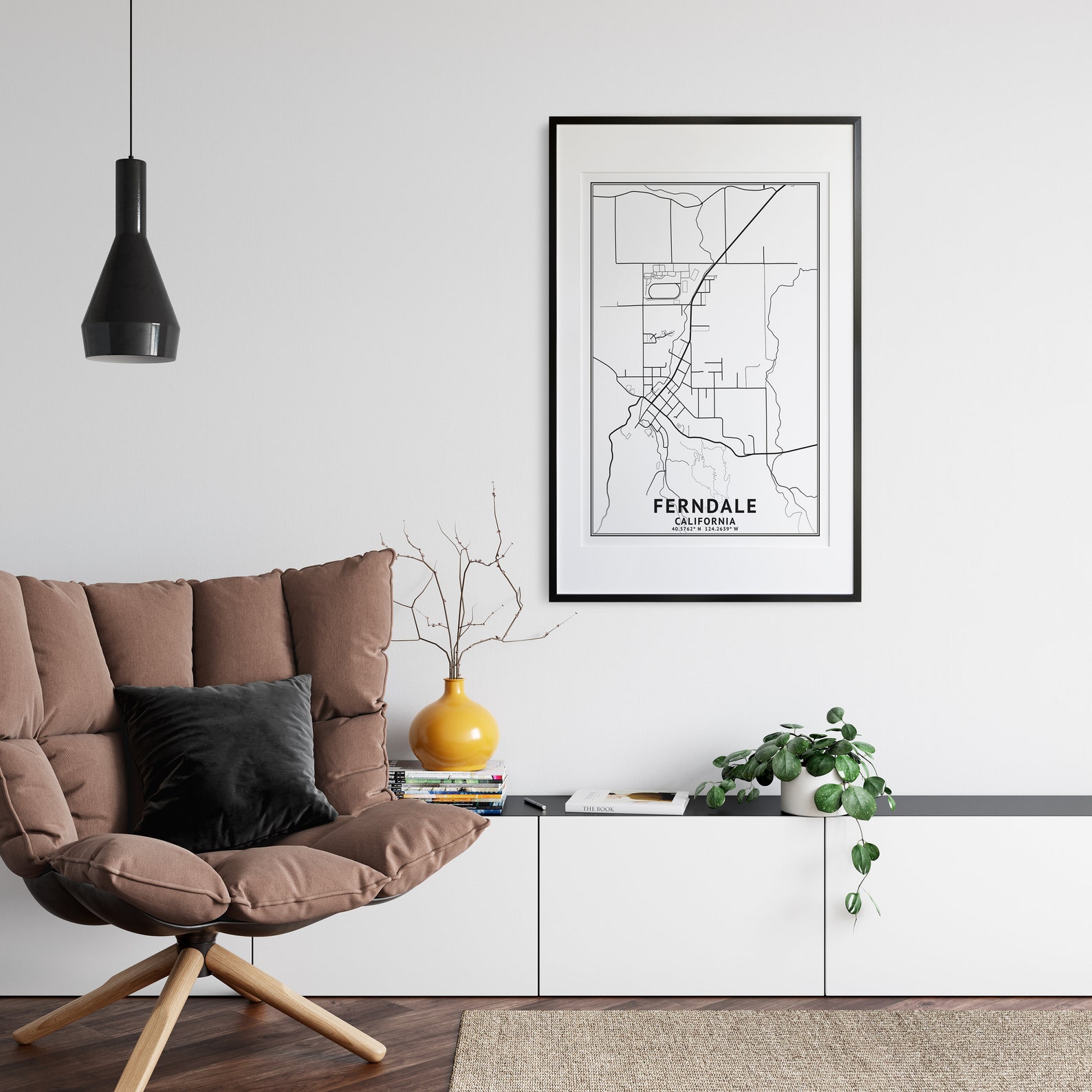 Ferndale California Map Black and White Coordinates Map of - Etsy