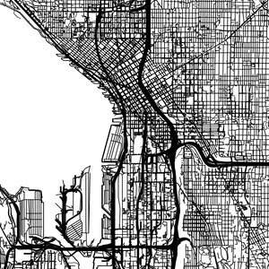 Seattle Washington Map, Seattle Map Print, Black and White, Coordinates ...
