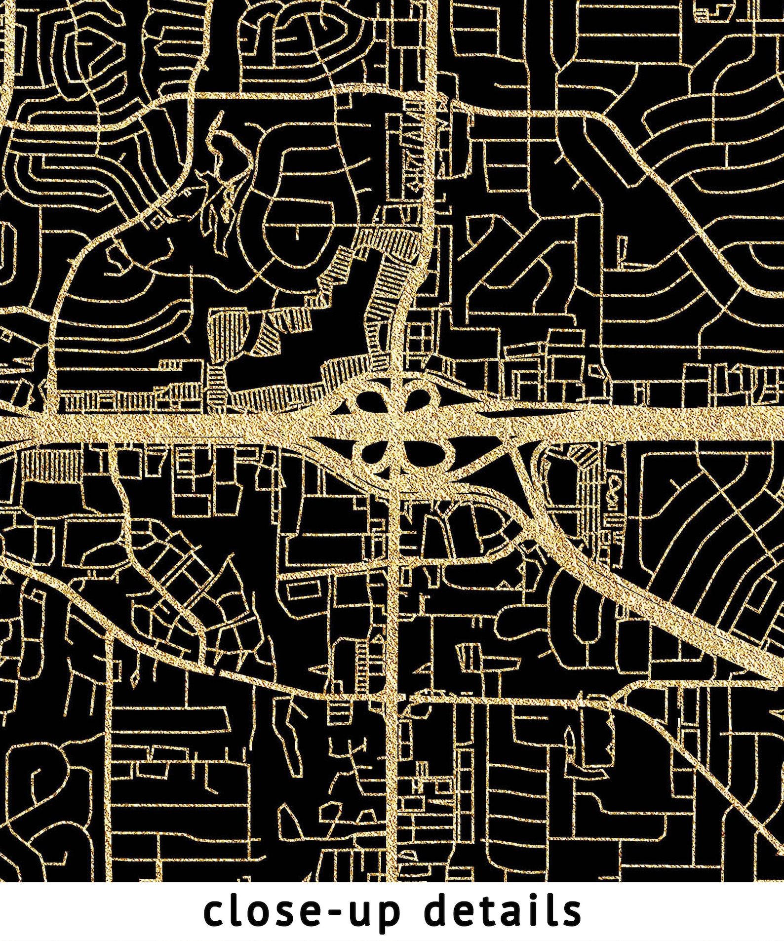 Irving Texas Map, Black, High Resolution Real Gold Leaf Texture ...