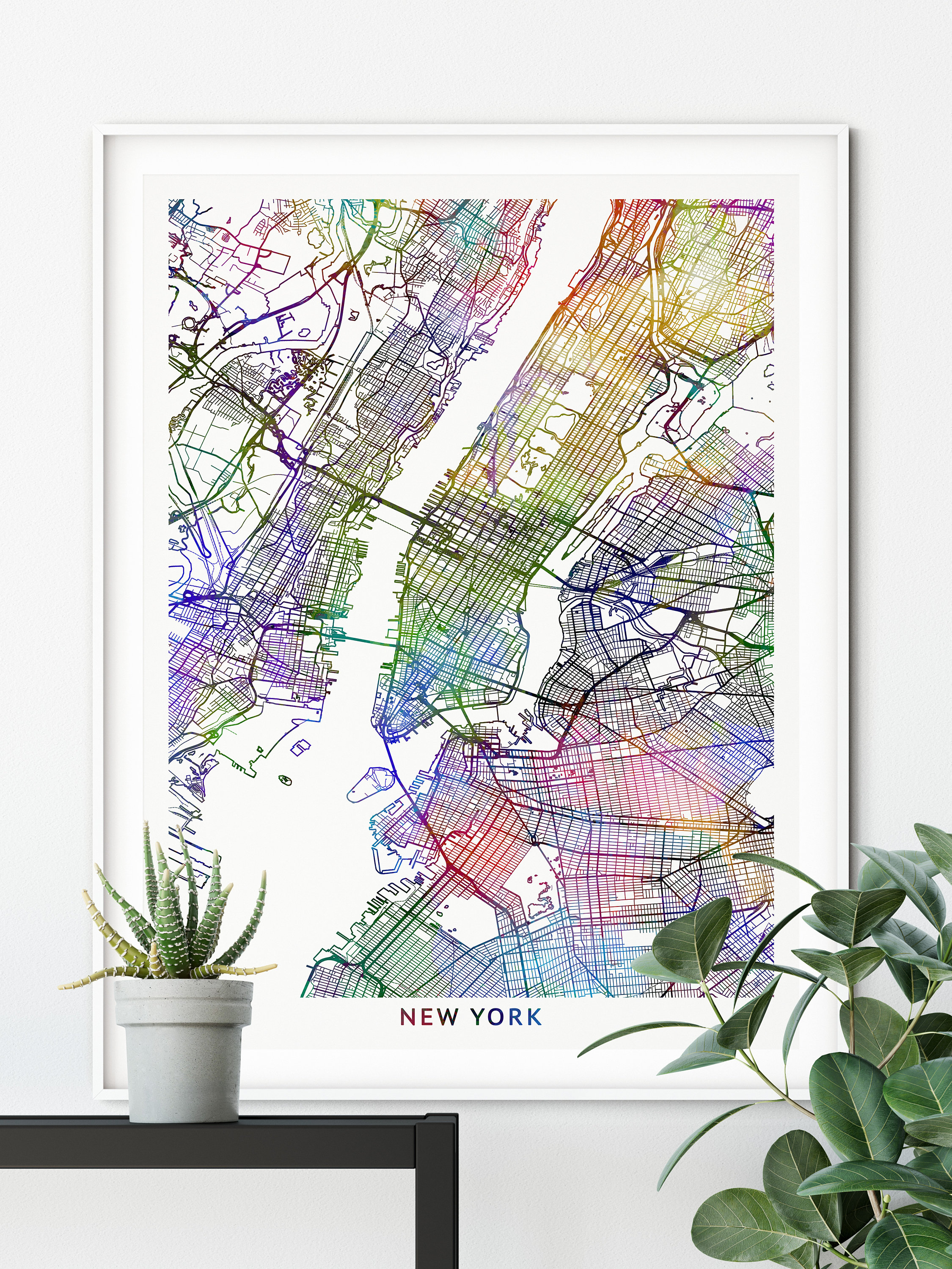 New York City Map, Multicolored, Colorful Map Art, Map of New York, New ...