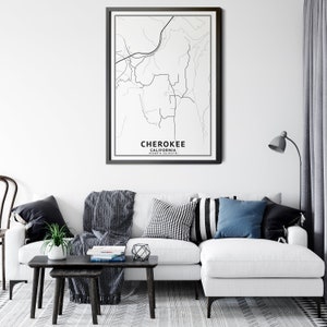 Cherokee California Map, Black and White, Coordinates, Map of Cherokee ...