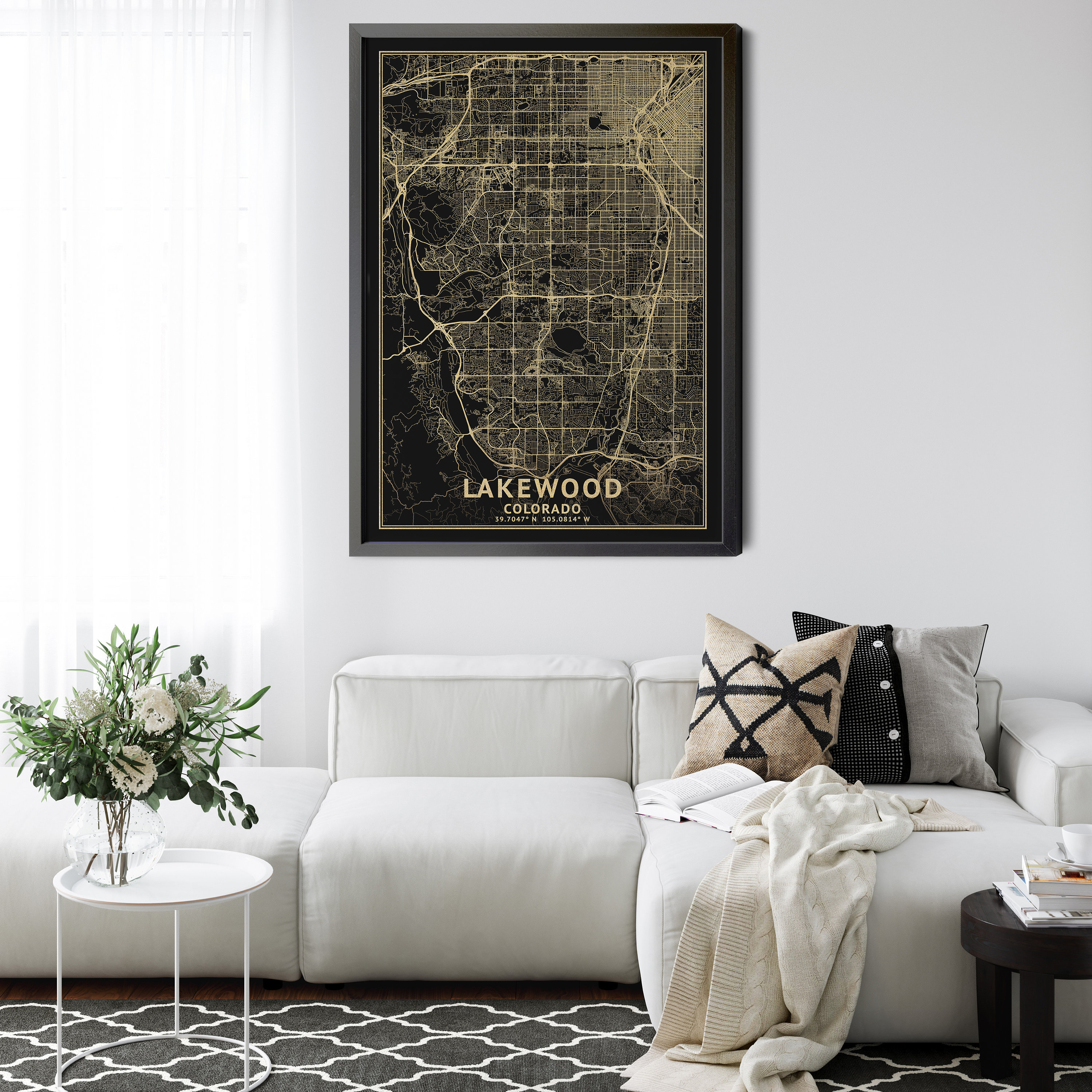 Lakewood Colorado Map Black High Resolution Real Gold Leaf - Etsy