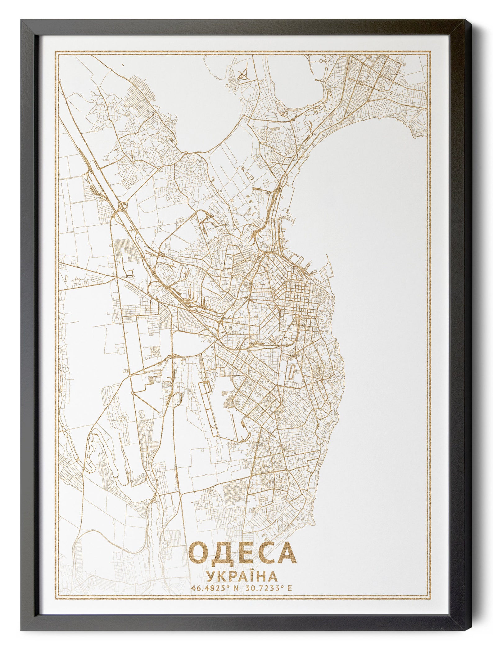 Odessa Ukraine Map, High Resolution Real Gold Leaf Texture, Coordinates ...