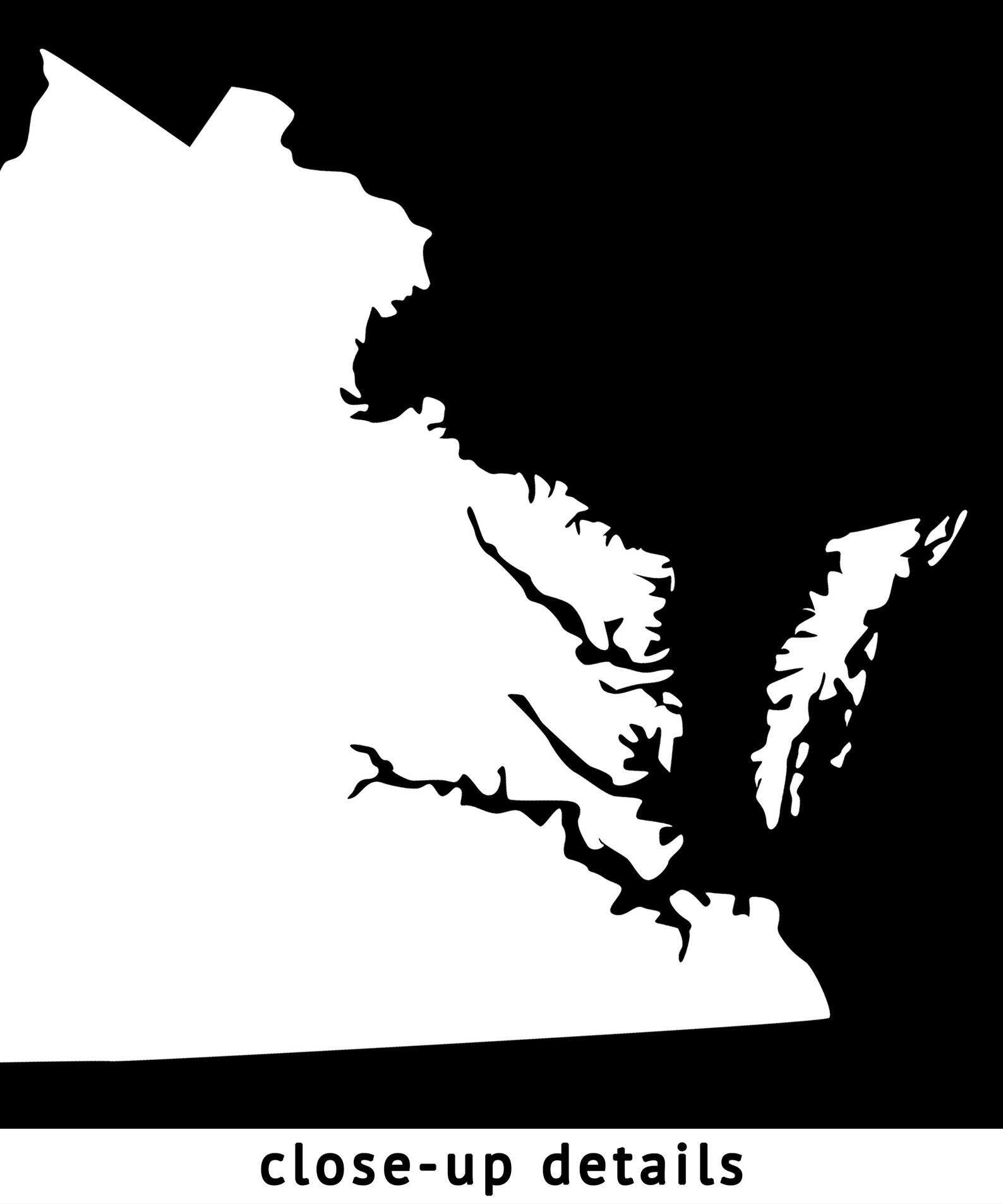 Virginia Map, Black and White, Inverted, Minimalist, Virginia Wall Art ...