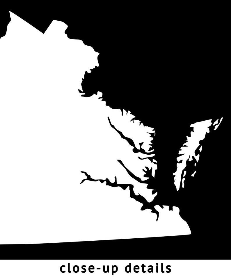 Virginia Map, Black and White, Inverted, Minimalist, Virginia Wall Art ...