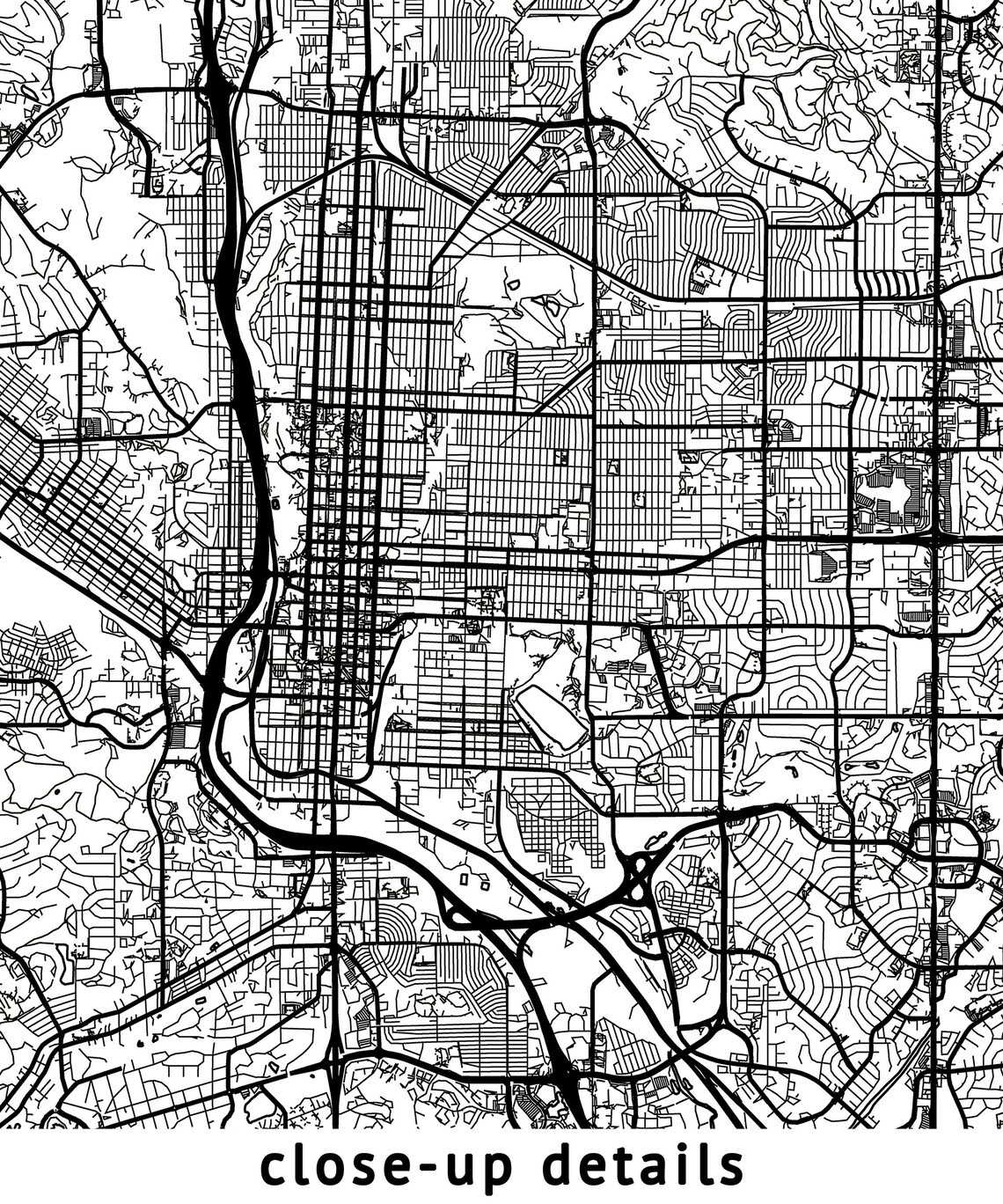 Colorado Springs Colorado Map, Black and White, Coordinates, Map of ...