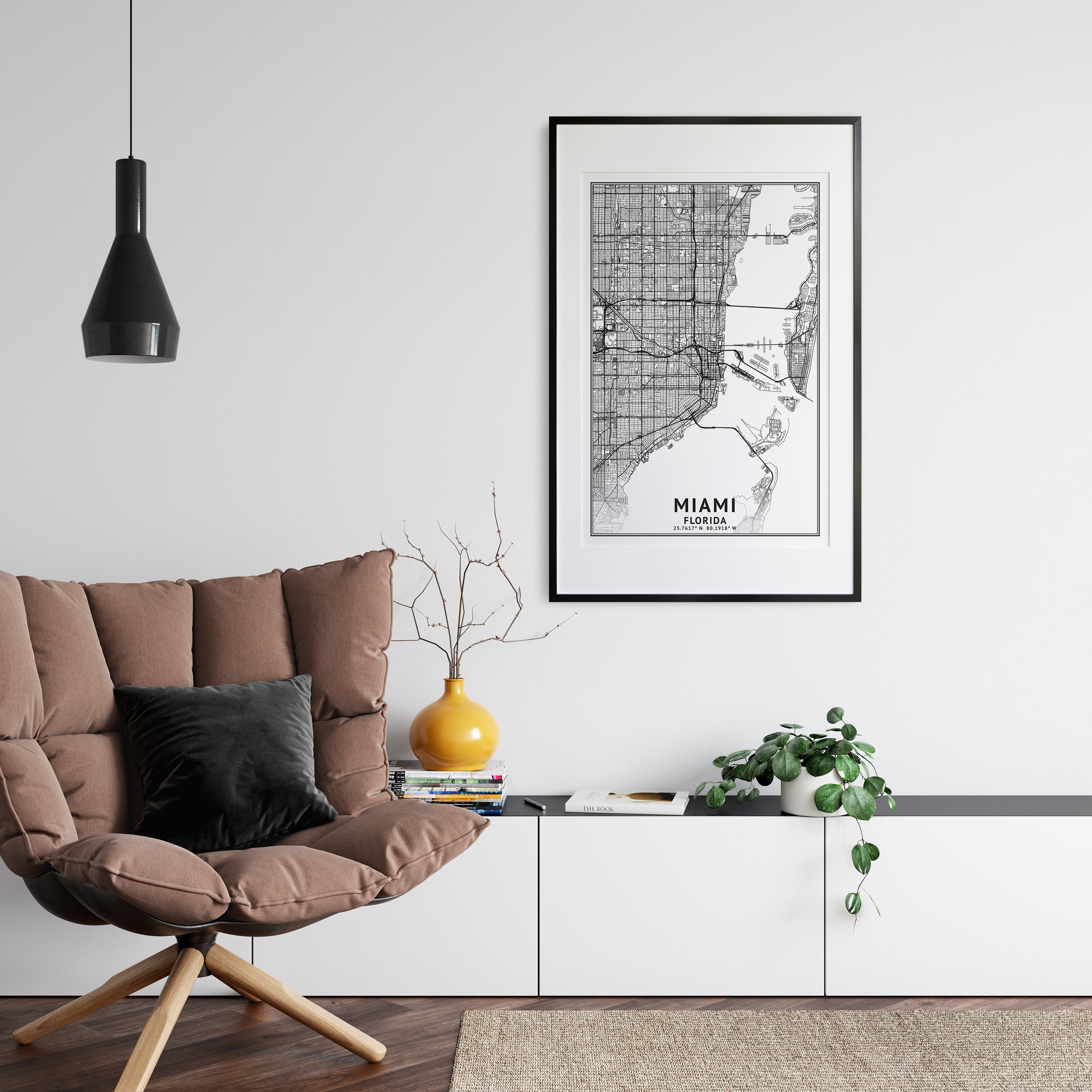 Miami Florida Map, Miami Poster, Coordinates, Minimal Map, Map of Miami ...