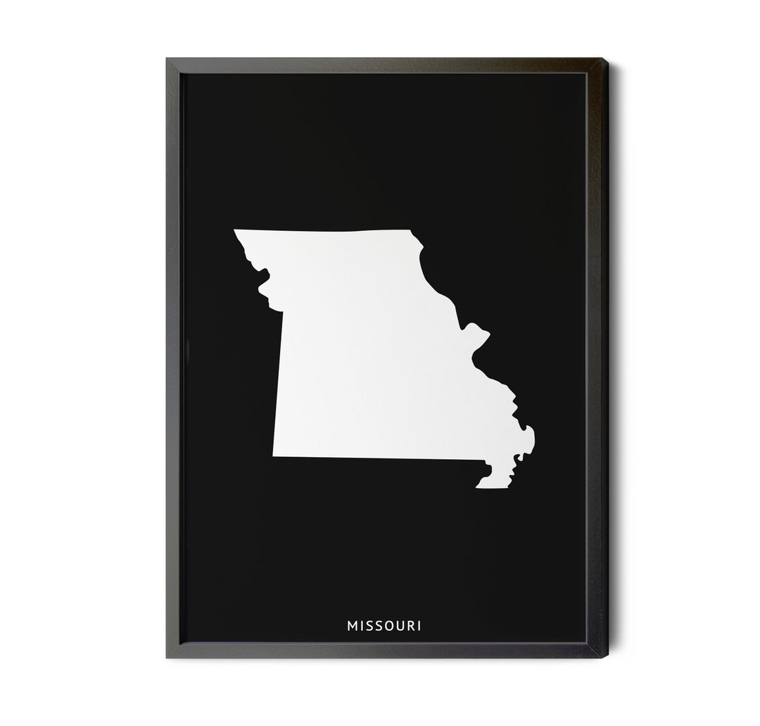 Missouri Map, Black and White, Inverted, Minimalist, Missouri Wall Art ...