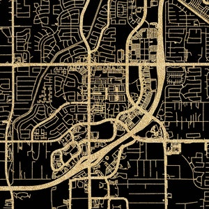 Gilbert Arizona Map, Black, High Resolution Real Gold Leaf Texture ...
