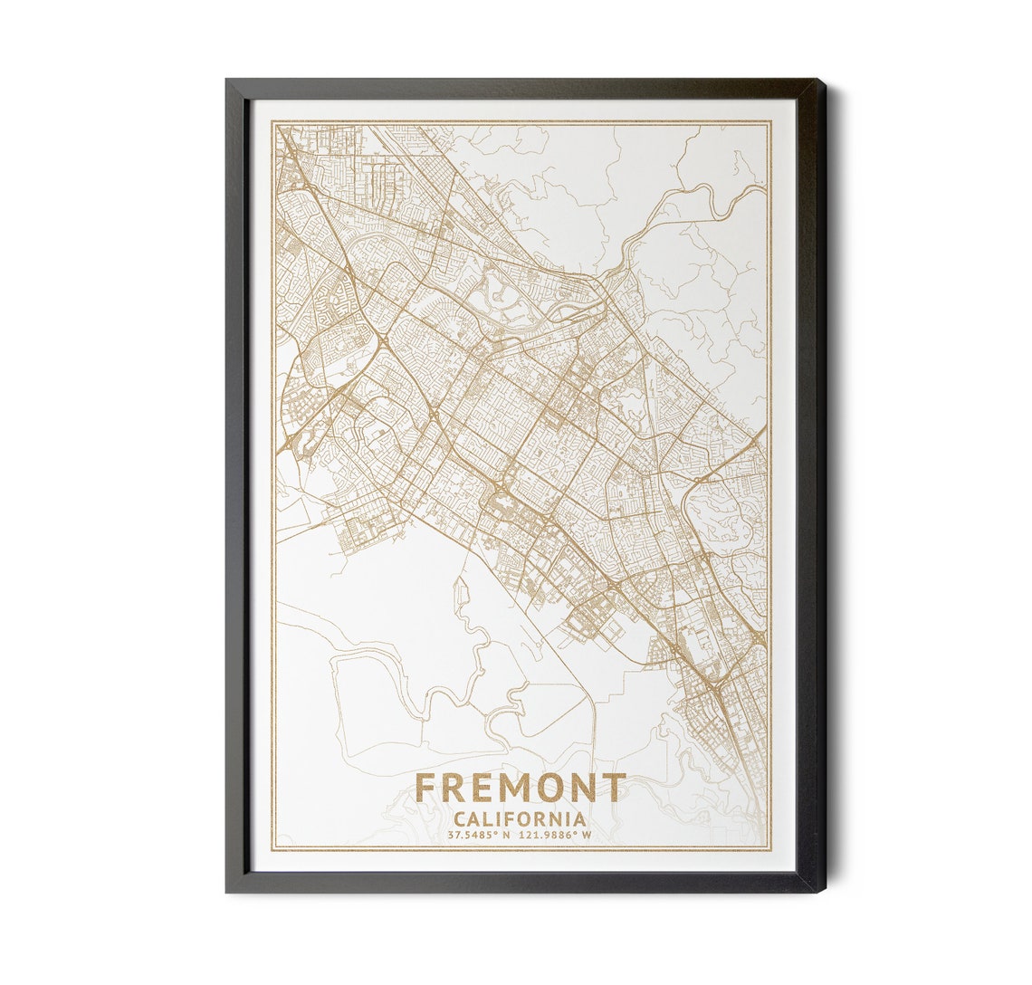 Fremont California Map, High Resolution Real Gold Leaf Texture ...