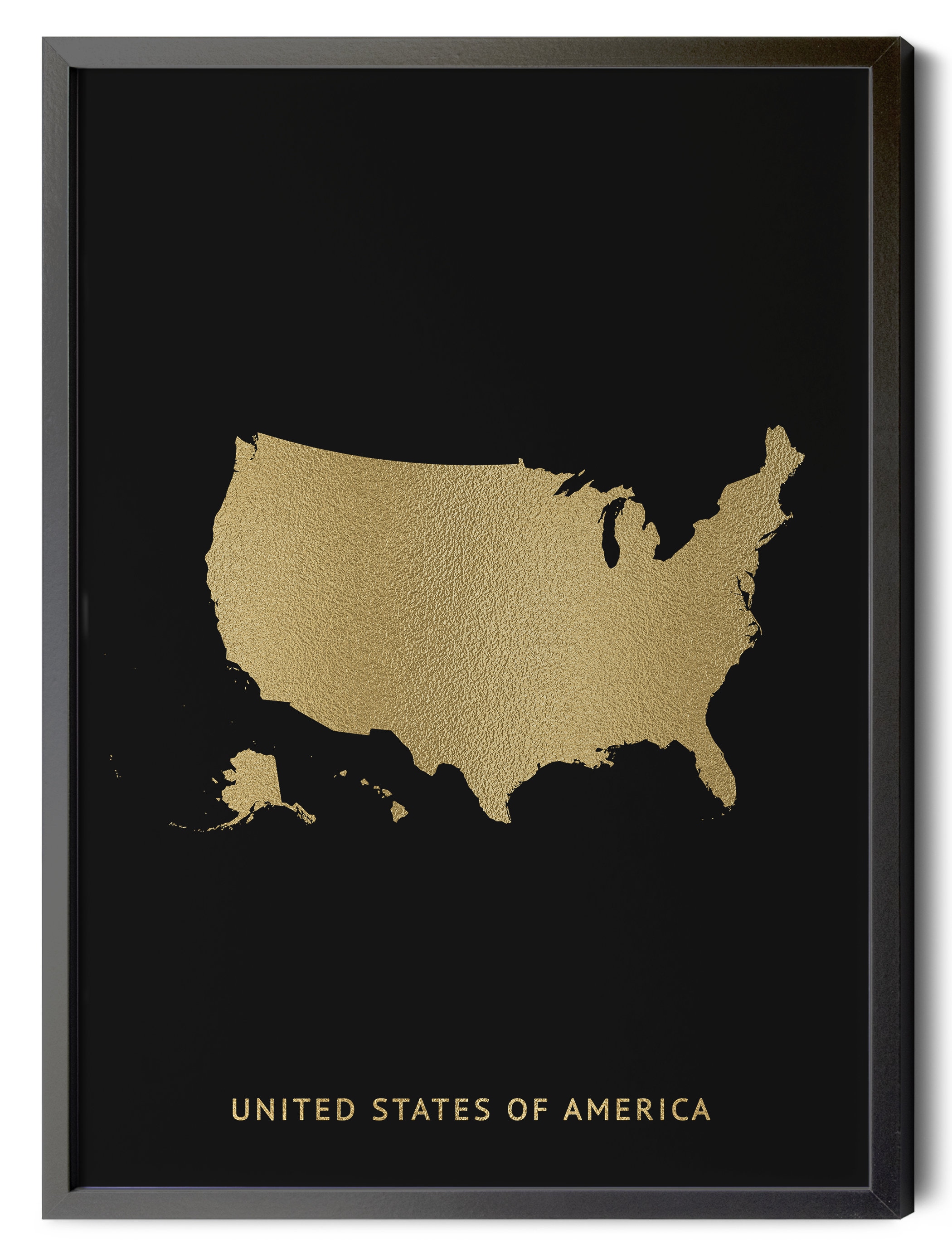 United States of America Map Black Gold High Resolution - Etsy