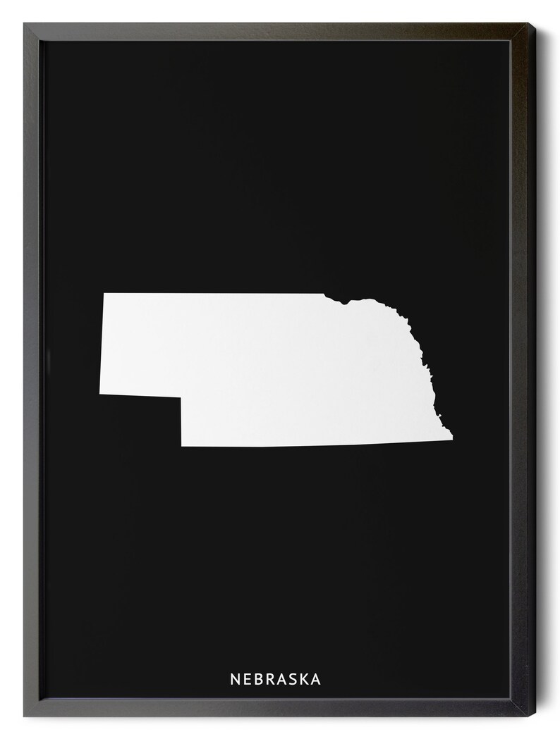 Nebraska Map, Black and White, Inverted, Minimalist, Nebraska Wall Art ...