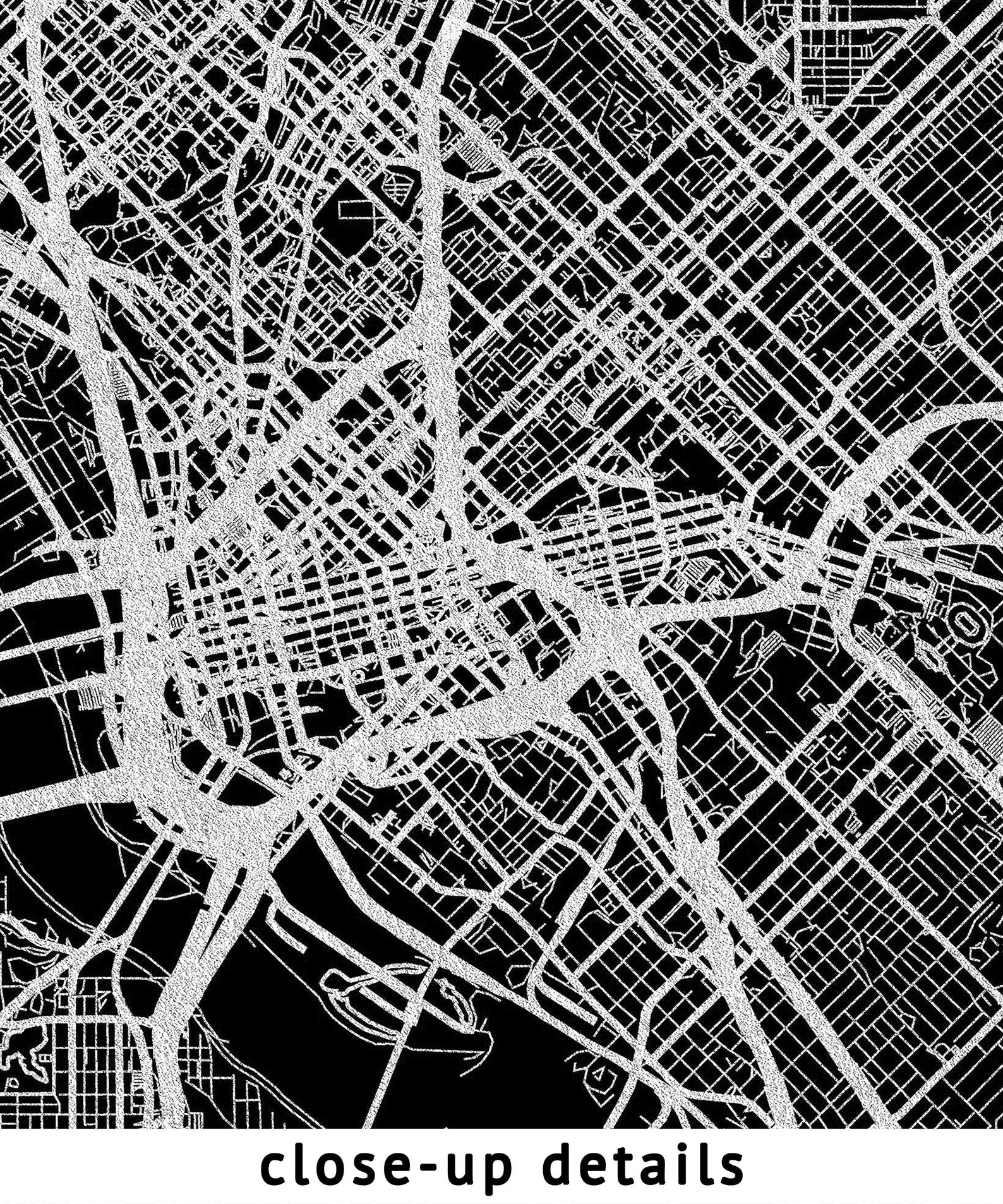 Dallas Texas Map, Black, High Resolution Real Silver Texture ...