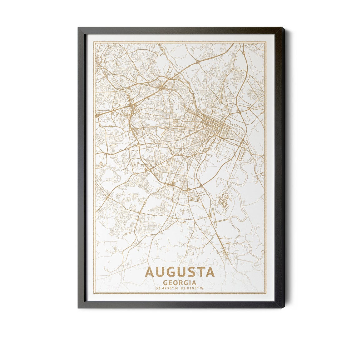 Augusta Georgia Map, High Resolution Real Gold Leaf Texture ...