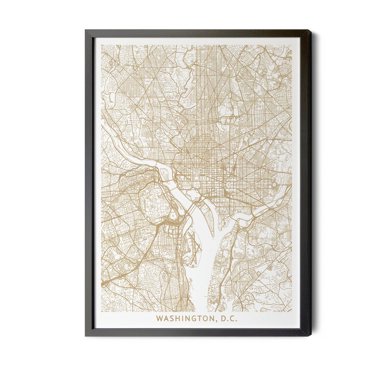 Washington DC Map High Resolution Real Gold Leaf Texture - Etsy