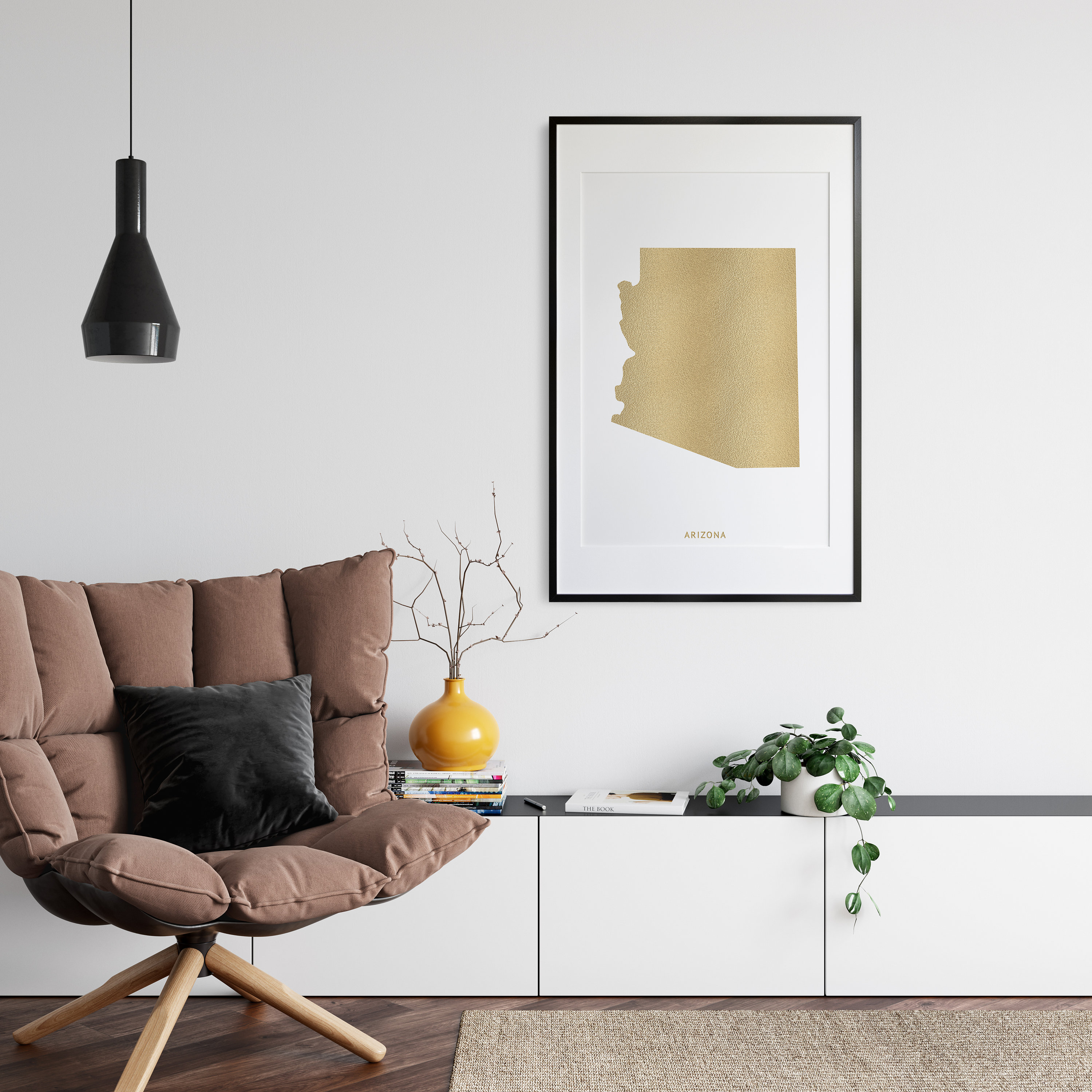 Arizona Map, Gold Foil Texture, Modern Map Art, Arizona Wall Decor ...