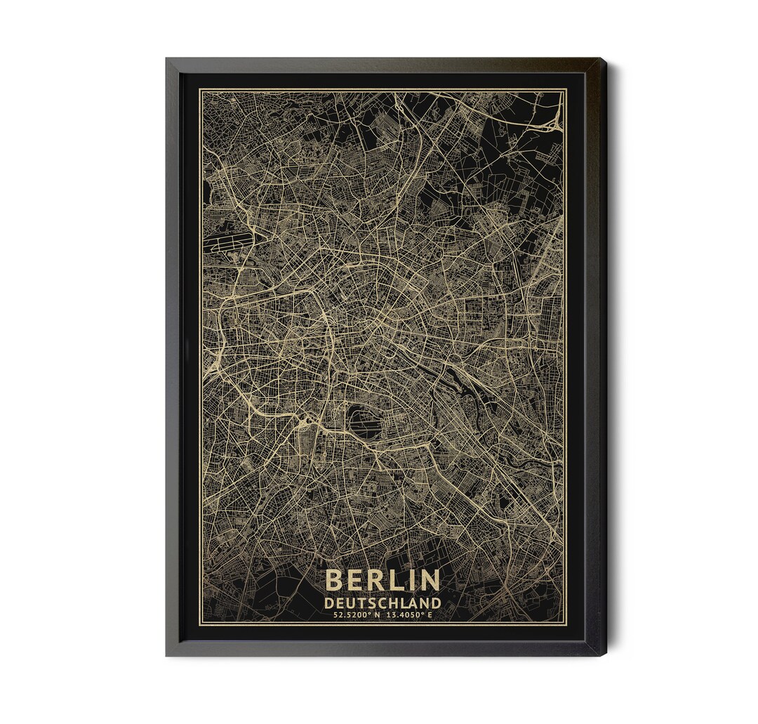 Berlin Germany Map, Berlin Deutschland Map, Black, High Resolution Real ...