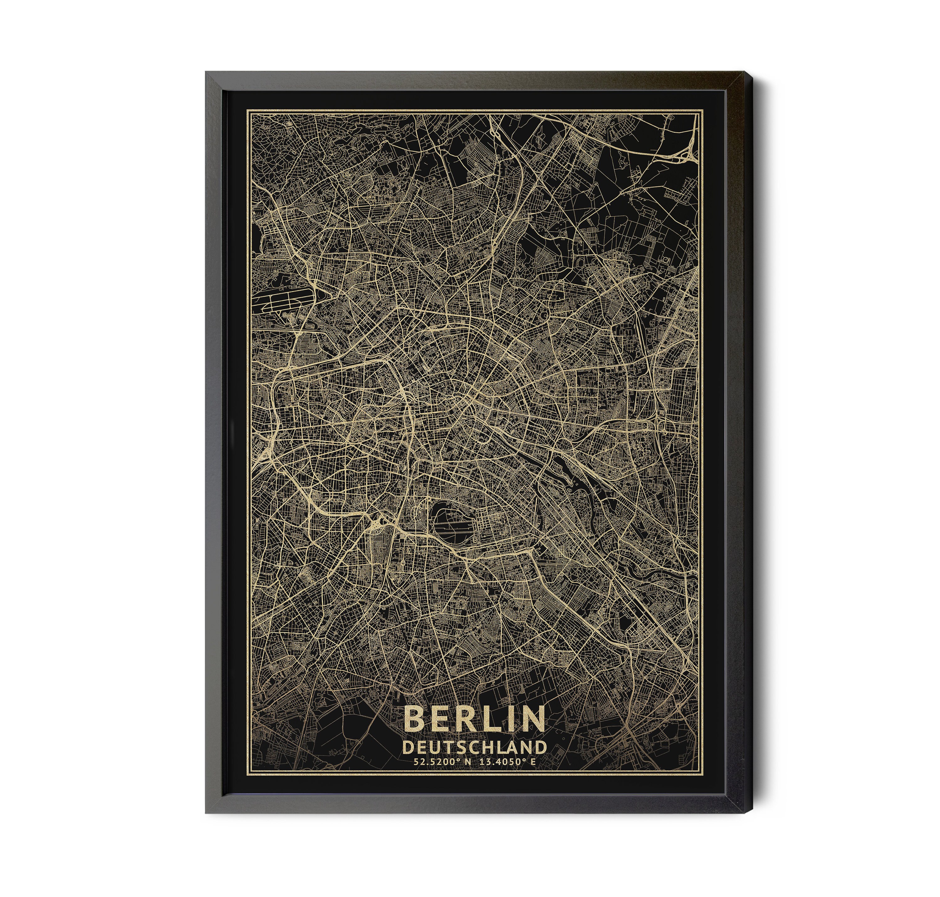 Berlin Germany Map, Berlin Deutschland Map, Black, High Resolution Real ...