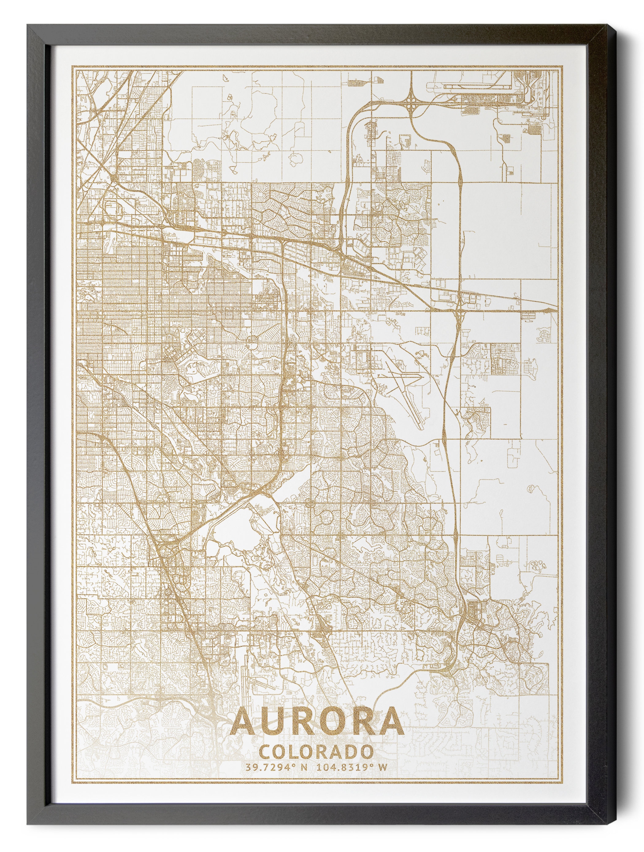 Aurora Colorado Map, High Resolution Real Gold Leaf Texture ...