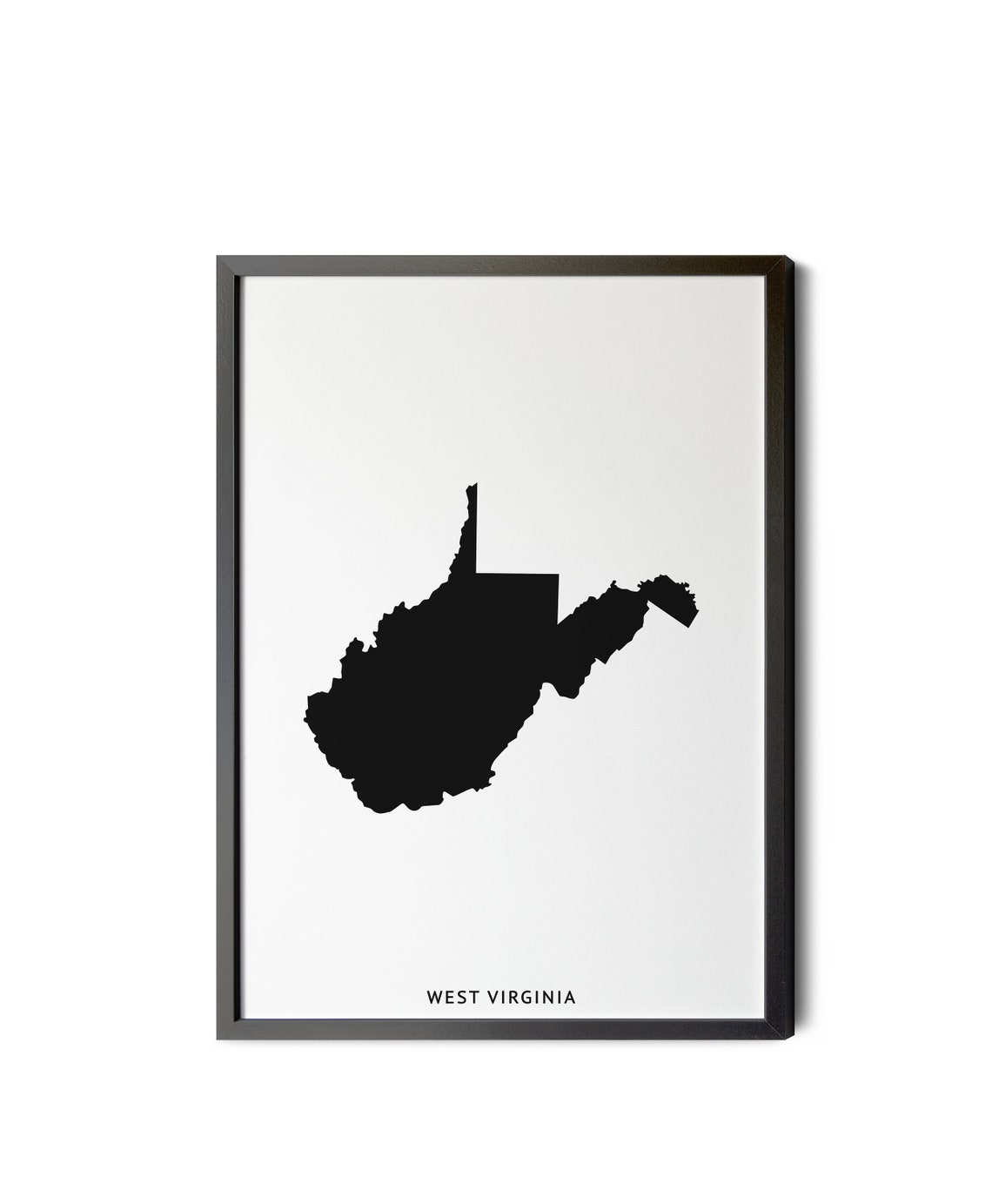 West Virginia Map Black and White Minimalist West Virginia | Etsy