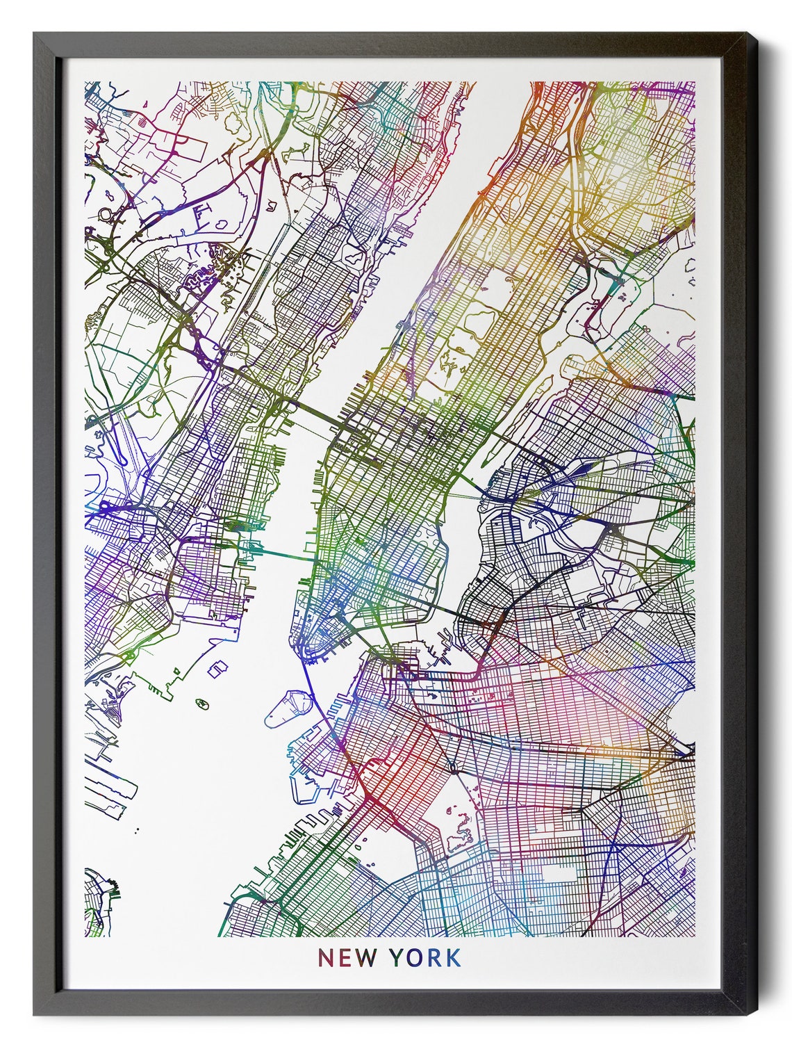 New York City Map, Multicolored, Colorful Map Art, Map of New York, New ...