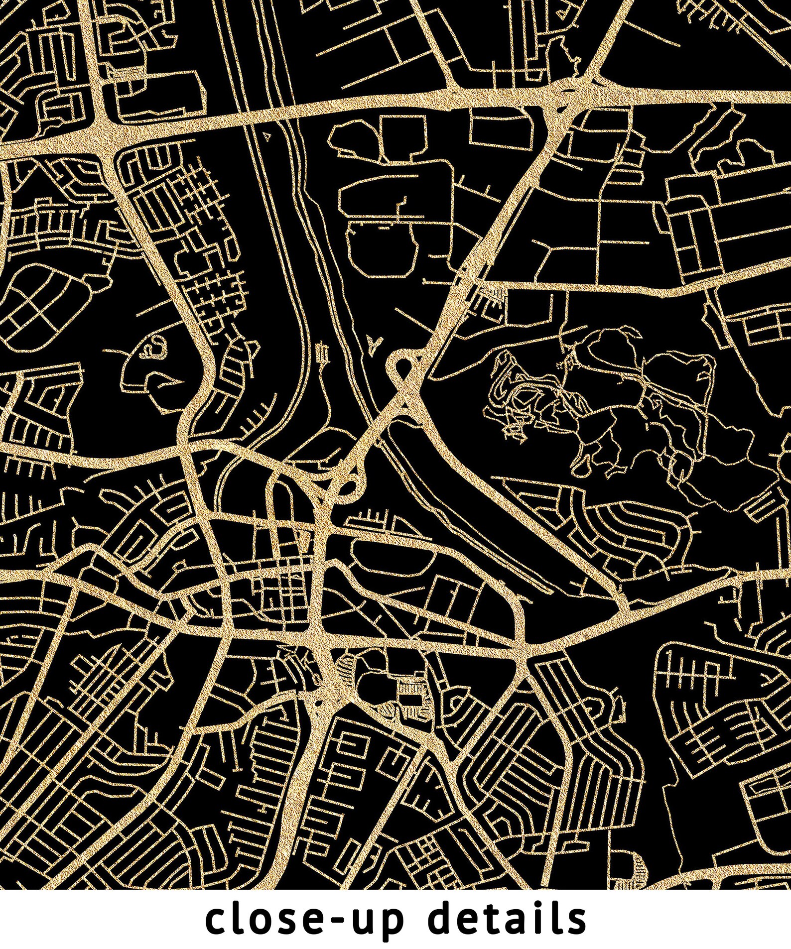 Bayamon Puerto Rico Map, Black, High Resolution Real Gold Leaf Texture ...