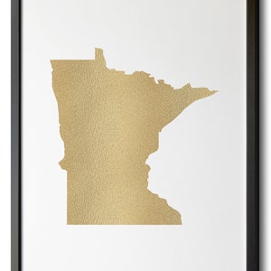 Minnesota Map, Gold Foil Texture, Contemporary, Minnesota Wall Art, Map ...