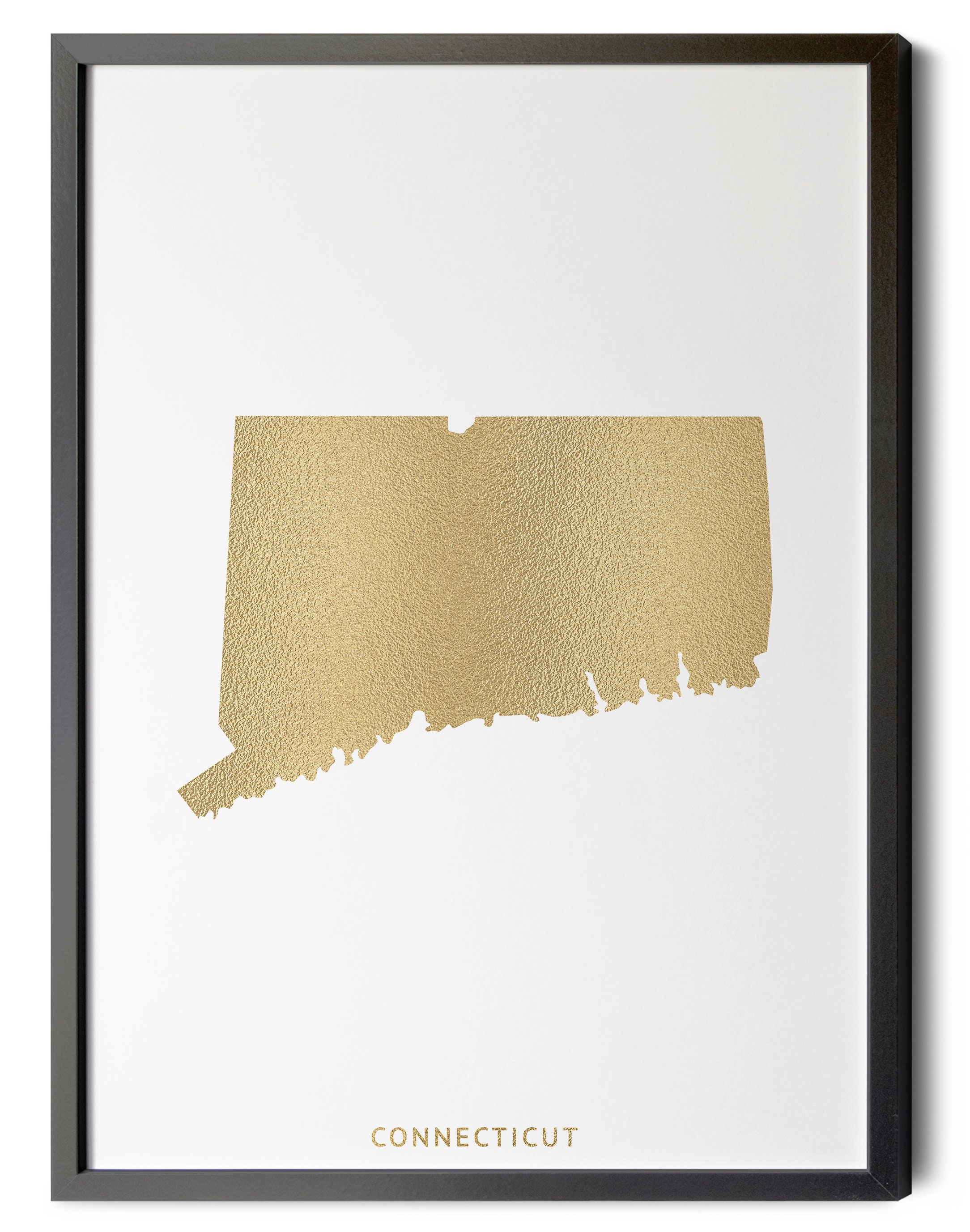 Connecticut Map Gold Foil Texture Contemporary Modern Map - Etsy