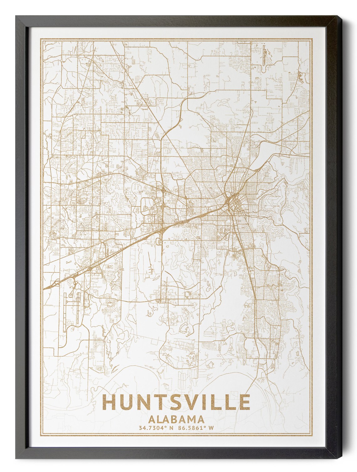 Huntsville Alabama Map, High Resolution Real Gold Leaf Texture ...