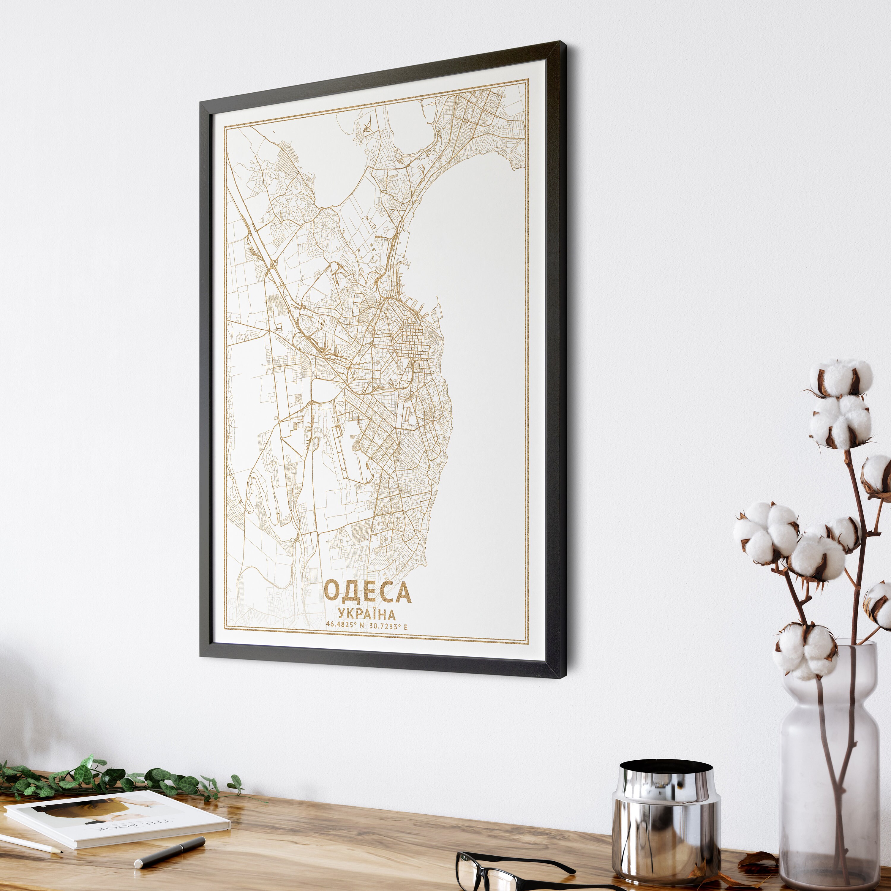 Odessa Ukraine Map, High Resolution Real Gold Leaf Texture, Coordinates ...