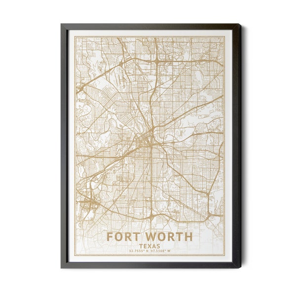 Printable Map of Fort Worth - Etsy