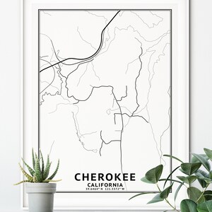 Cherokee California Map, Black and White, Coordinates, Map of Cherokee ...