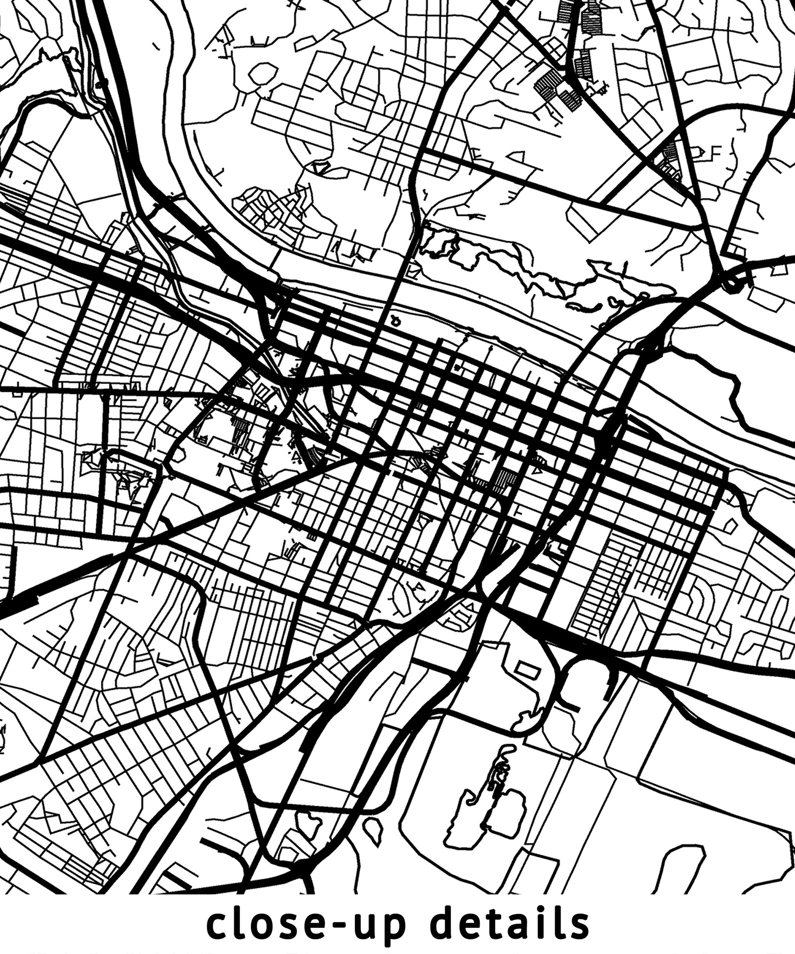 Augusta Georgia Map, Black and White, Coordinates, Map of Augusta ...