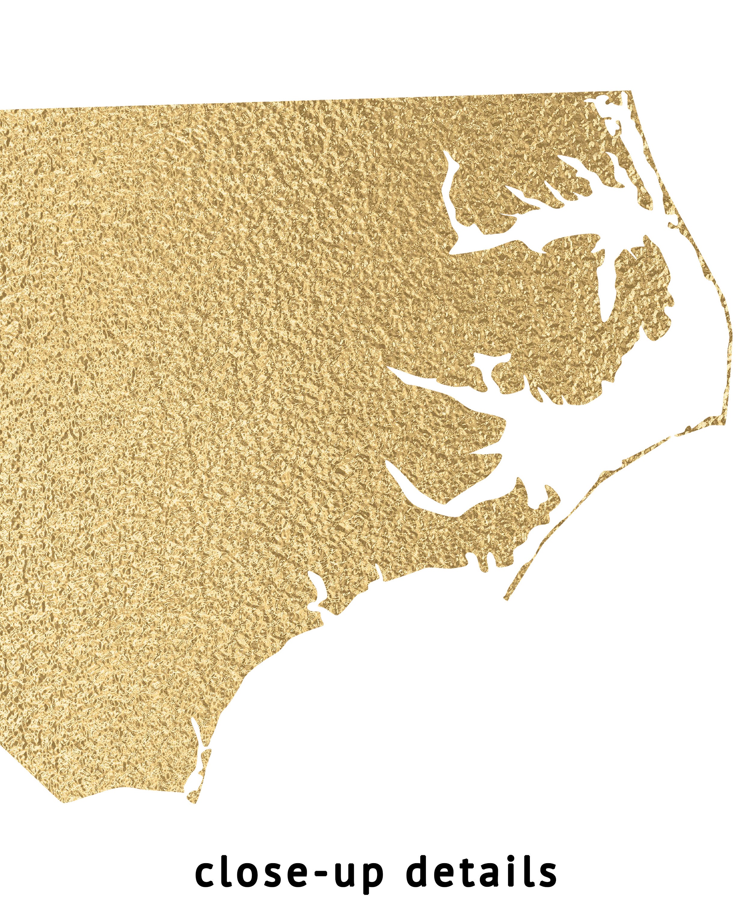 North Carolina Map Gold Foil Texture North Carolina Wall - Etsy
