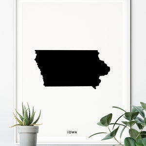 Iowa Map, Black and White, Minimalist, Map of Iowa, Iowa State Map Art ...