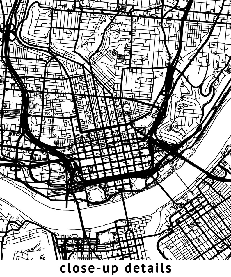 Cincinnati Ohio Map, Black and White, Coordinates, Map of Cincinnati ...