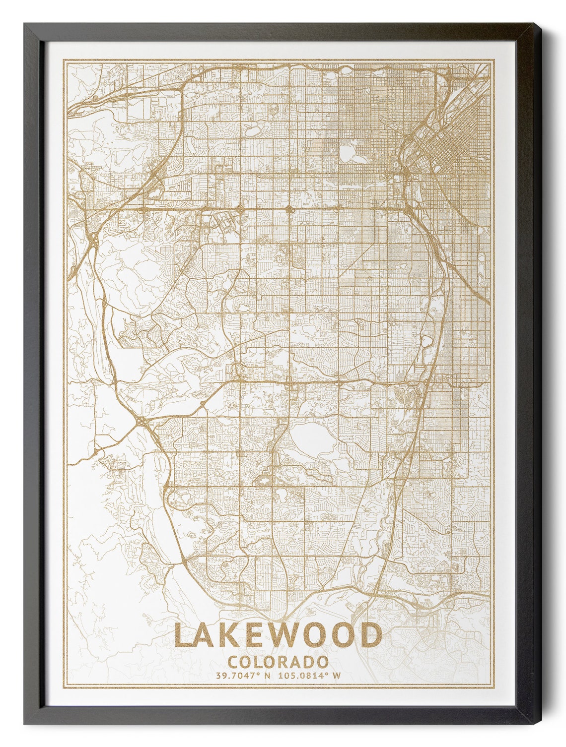 Lakewood Colorado Map High Resolution Real Gold Leaf Texture - Etsy