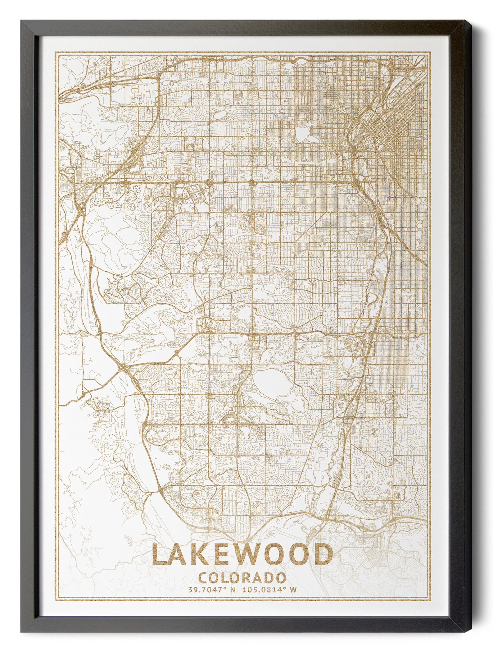 Lakewood Colorado Map, High Resolution Real Gold Leaf Texture ...