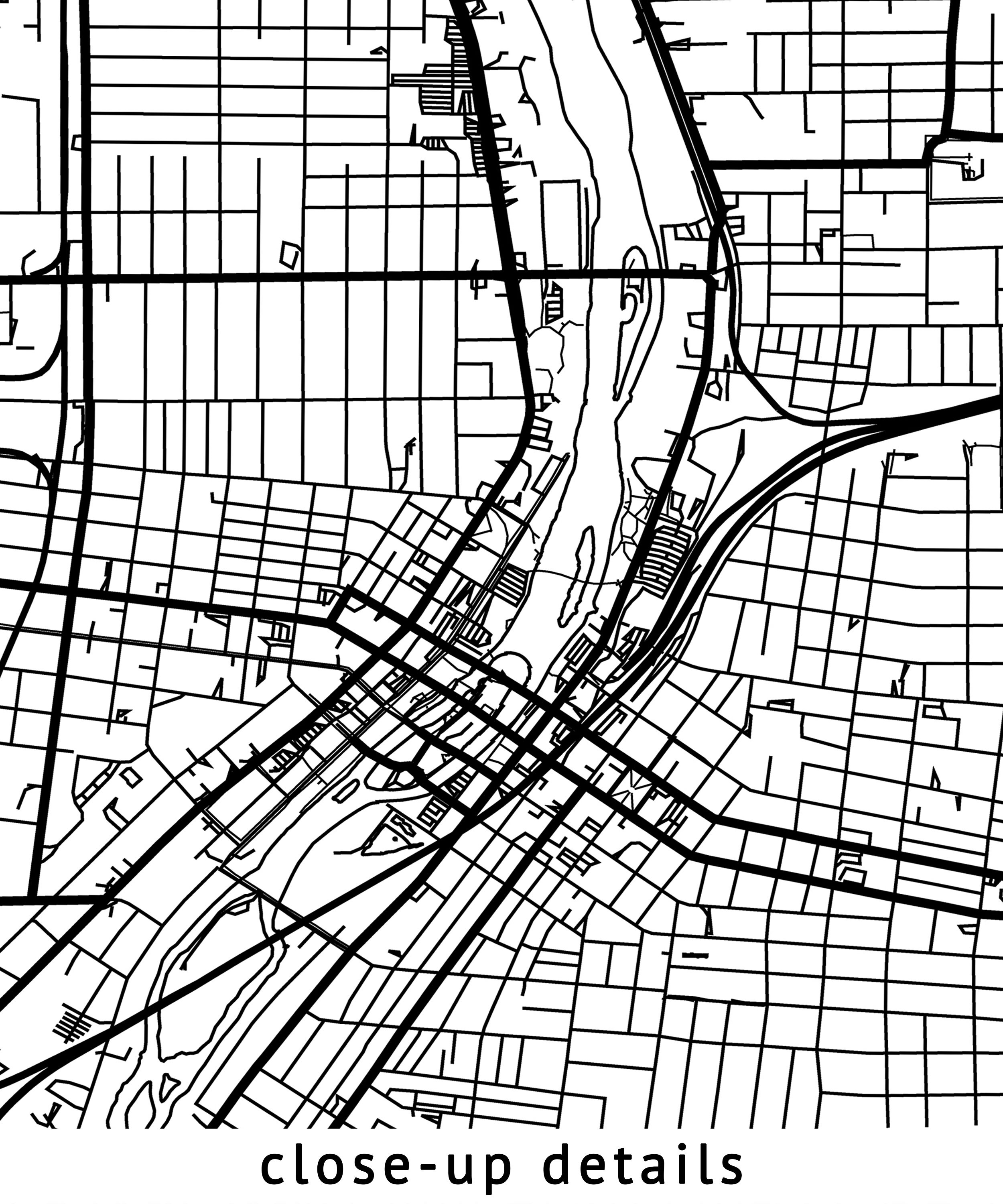 Aurora Illinois Map, Black and White, Coordinates, Map of Aurora ...
