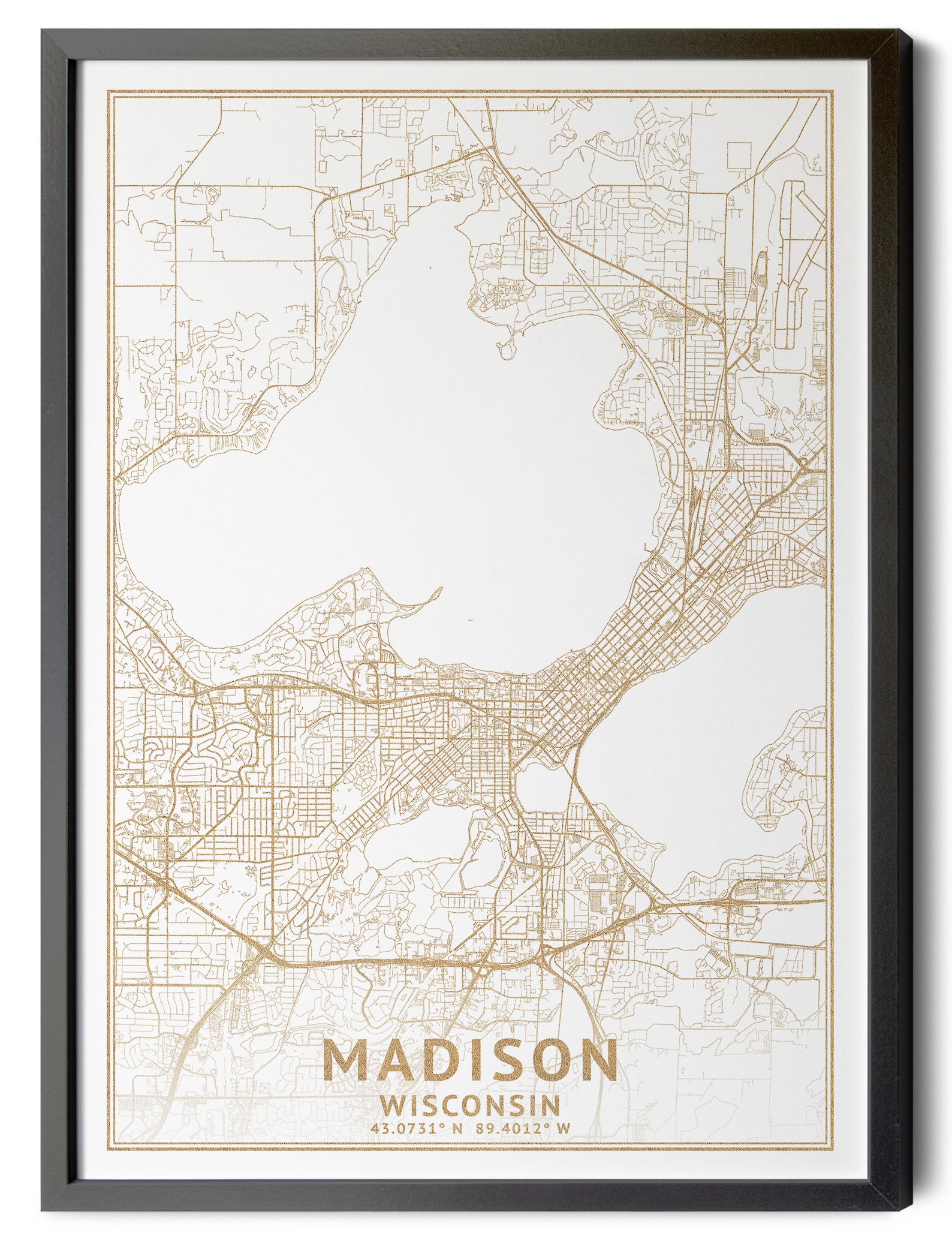 Madison Wisconsin Map, High Resolution Real Gold Leaf Texture ...