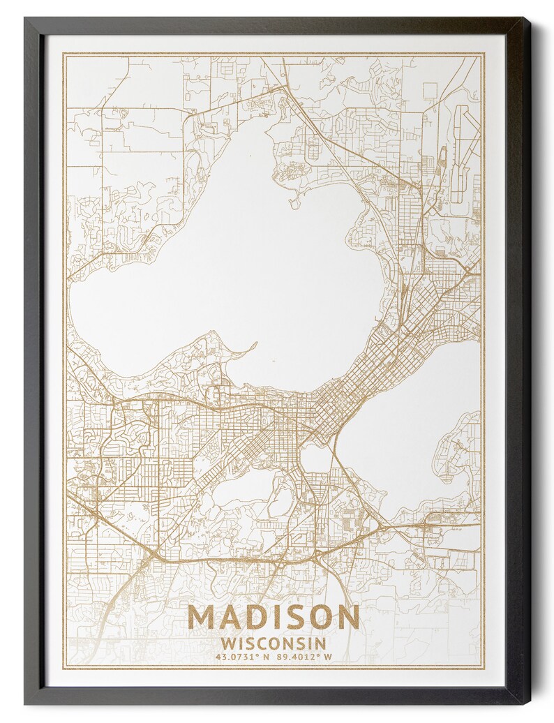 Madison Wisconsin Map High Resolution Real Gold Leaf Texture - Etsy