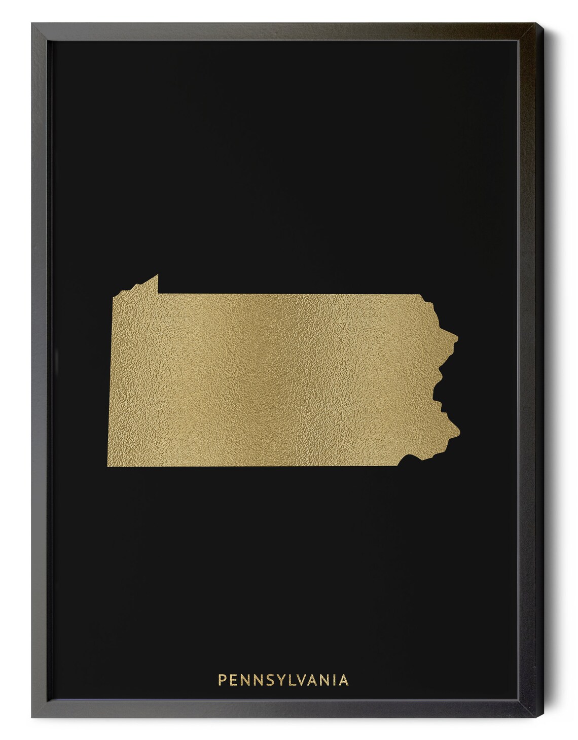 Pennsylvania Map Black Gold Foil Texture Pennsylvania Wall - Etsy