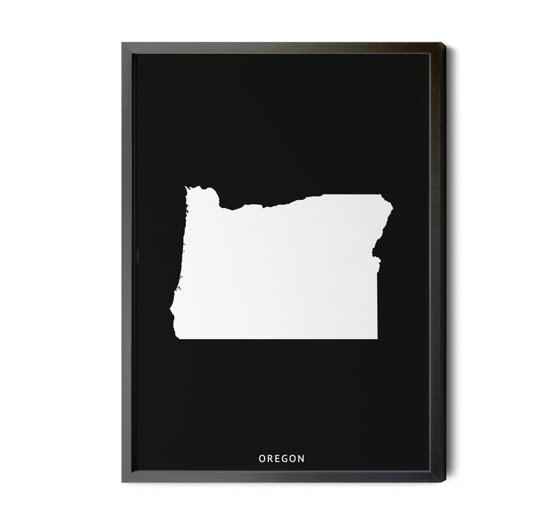 Oregon Map Black and White Inverted Minimalist Oregon Wall - Etsy