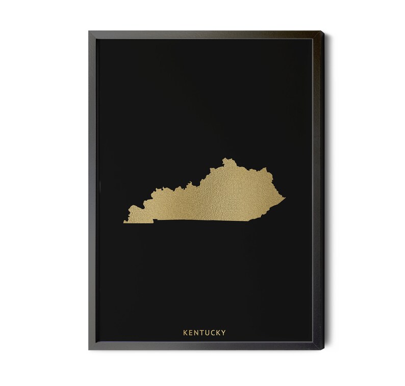 Kentucky Map Black Gold Foil Texture Contemporary Modern - Etsy