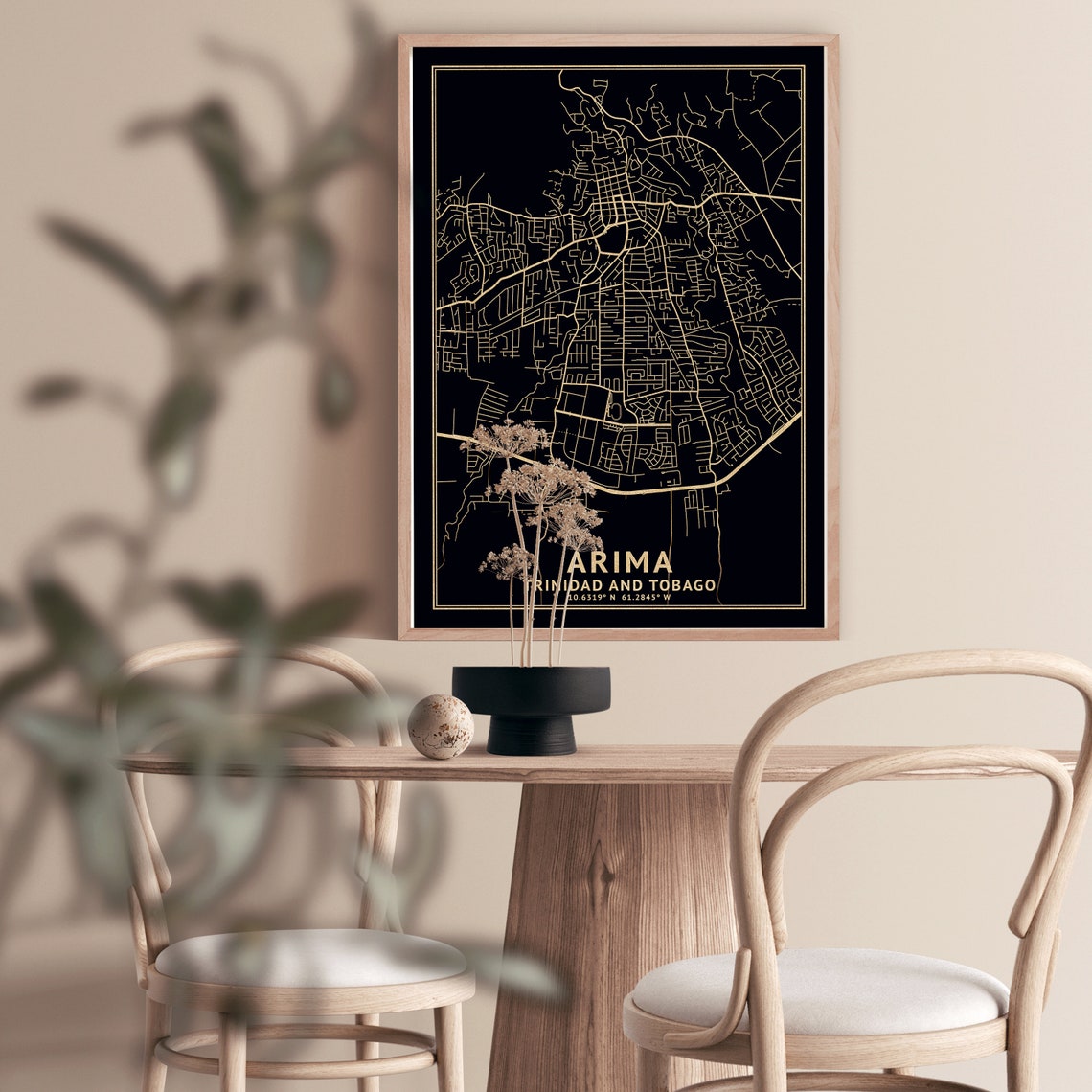 Arima Trinidad and Tobago Map Black High Resolution Real - Etsy